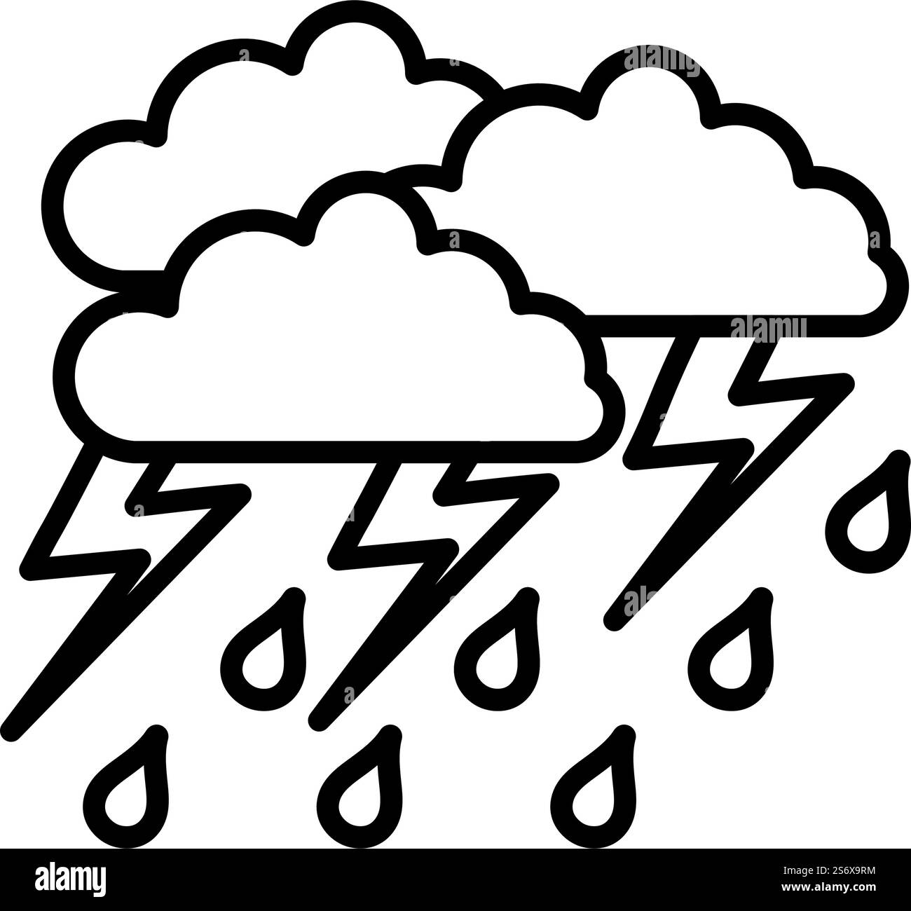 Thunderstorm Icon. Bold outline design with editable stroke width ...