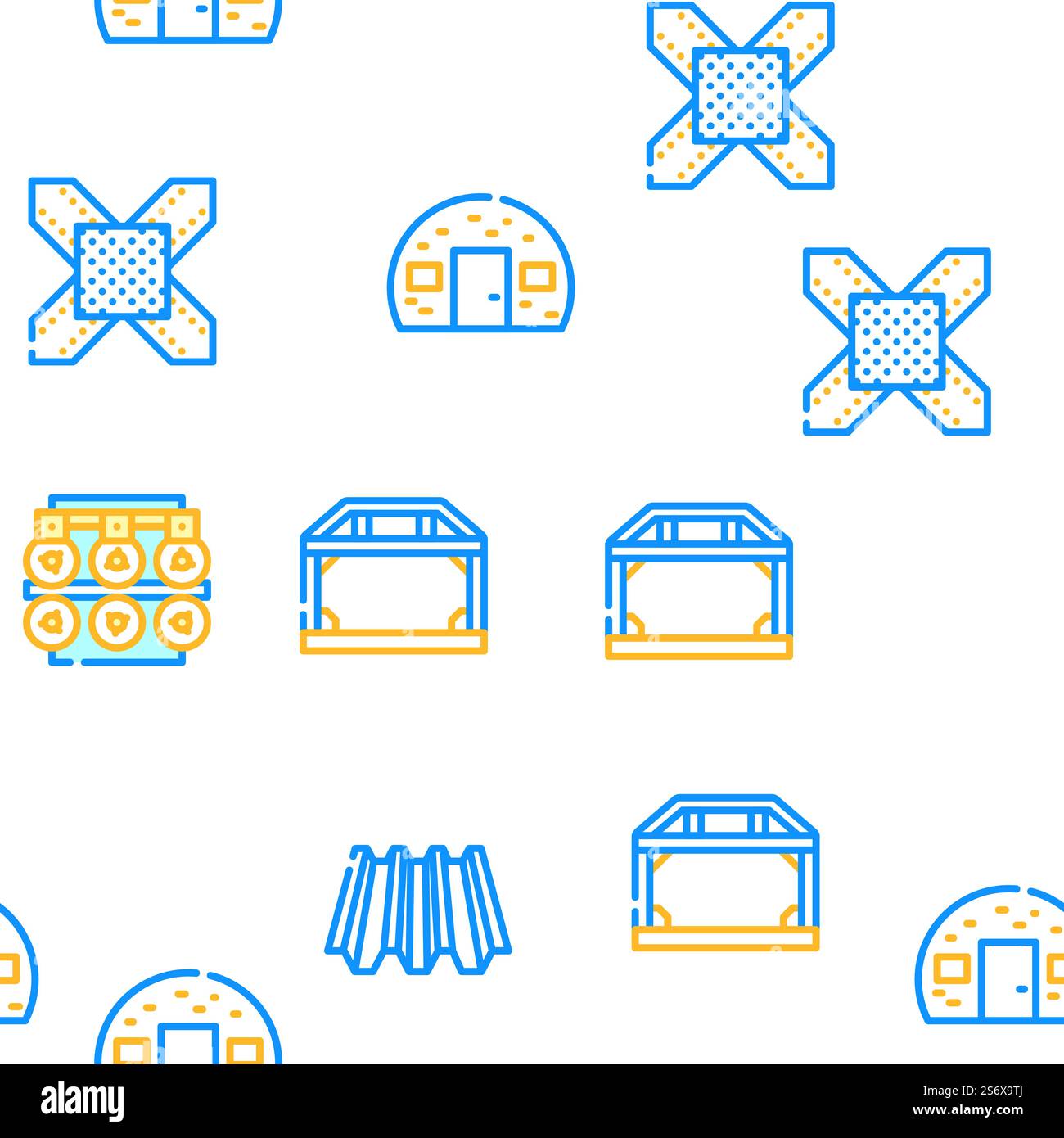 Self-framing Metallic Building Vector Seamless Pattern Color Line ...