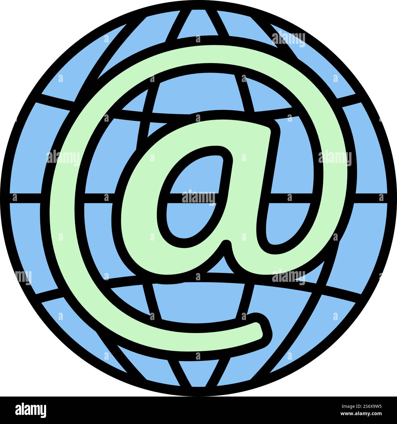 Global E-mail Icon. Editable Bold Outline With Color Fill Design ...