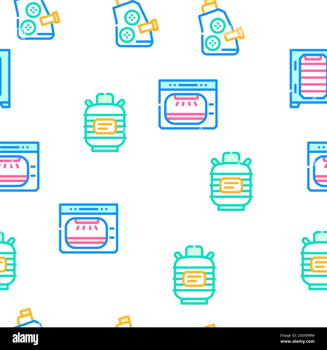 Laboratory Equipment For Analysis Vector Seamless Pattern Color Line ...