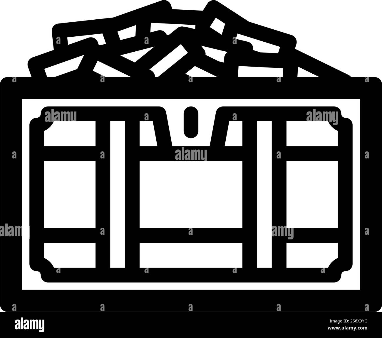chest with coins line icon vector. chest with coins sign. isolated ...