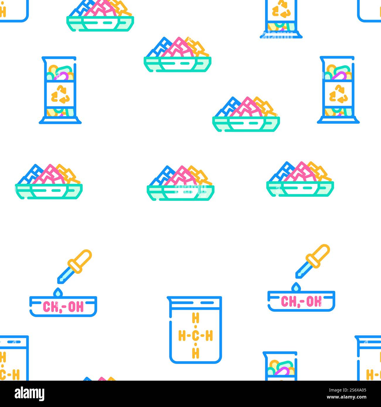 Chemical Industry Production Vector Seamless Pattern Color Line ...