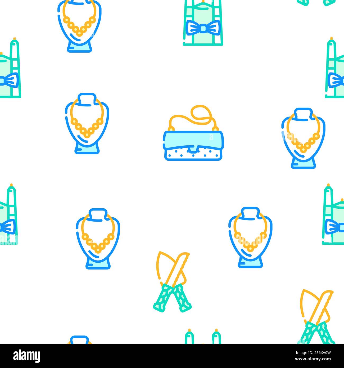 Bridal Shop Fashion Boutique Vector Seamless Pattern Color Line ...