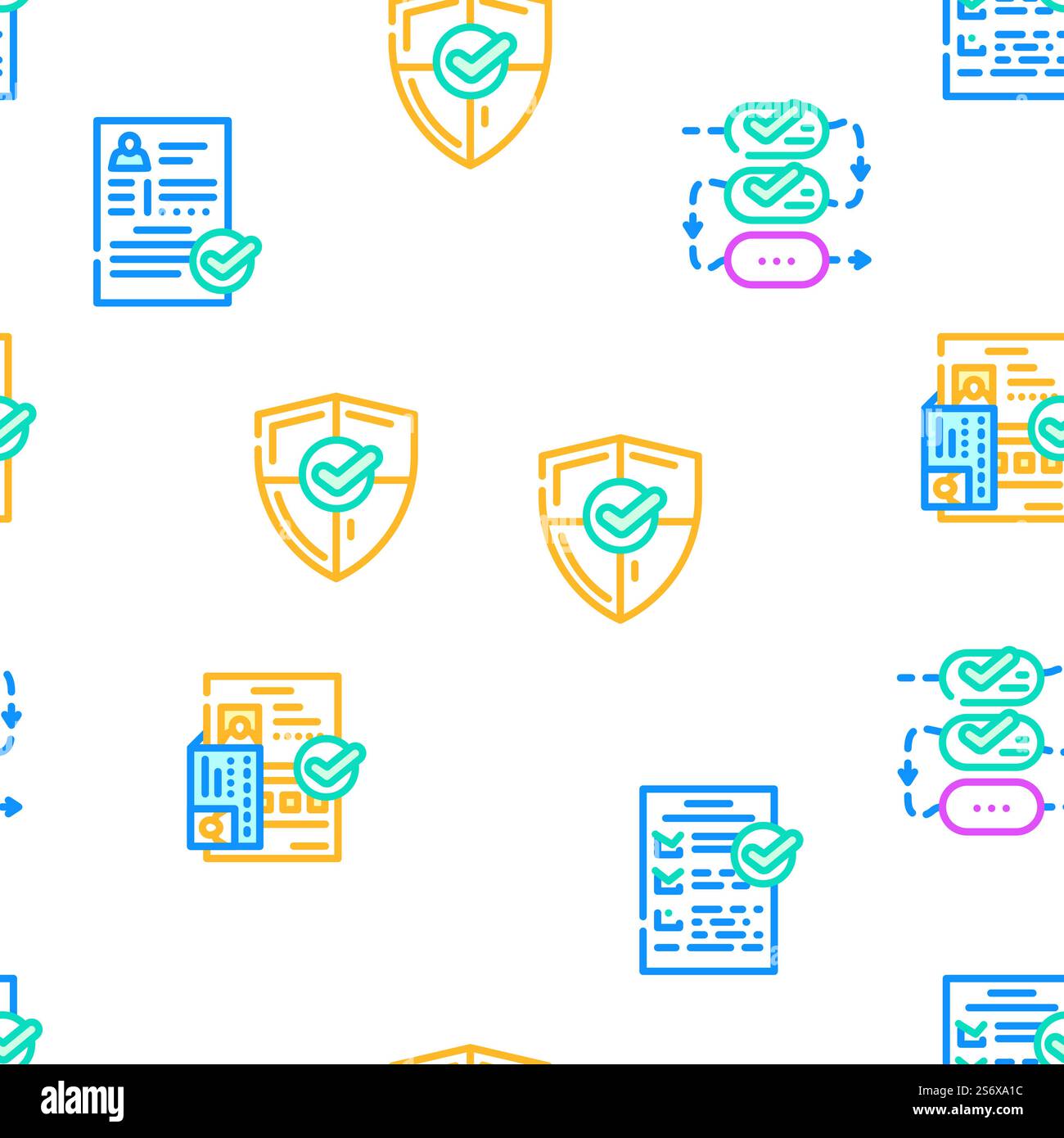 Compliance Quality Procedure Vector Seamless Pattern Color Line ...