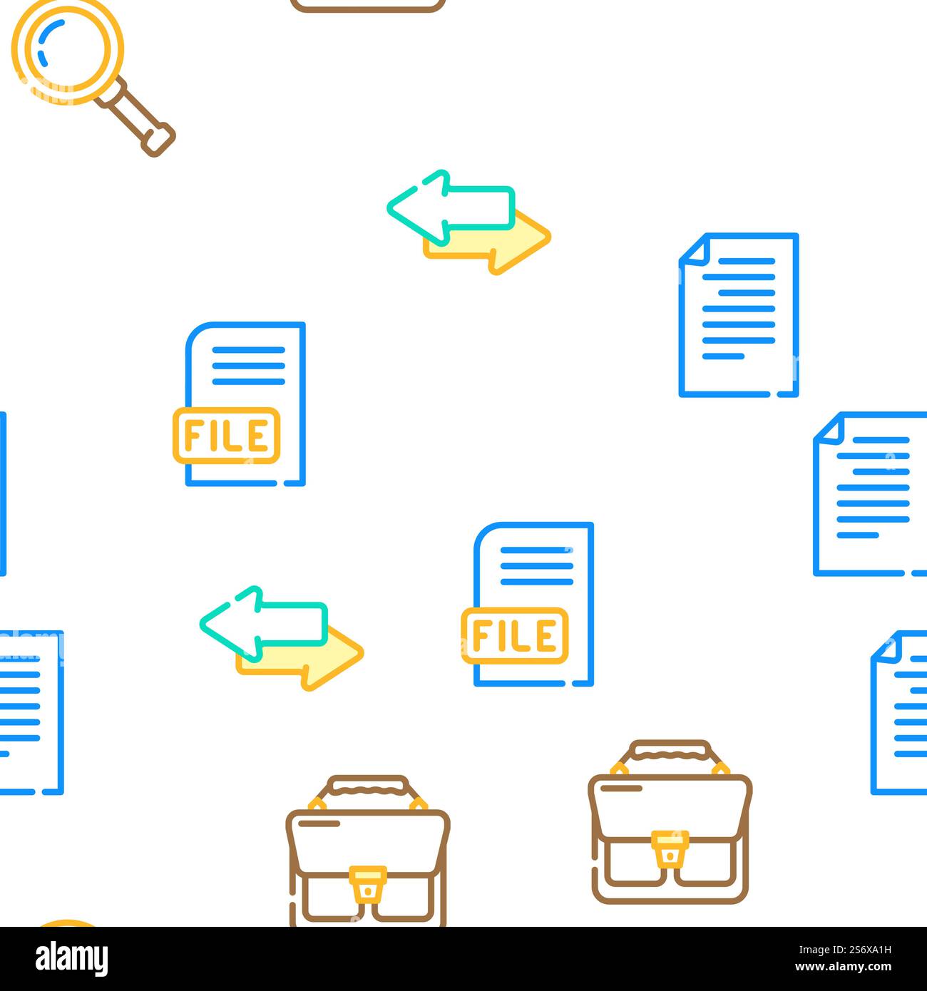 File Computer Digital Document Vector Seamless Pattern Color Line ...