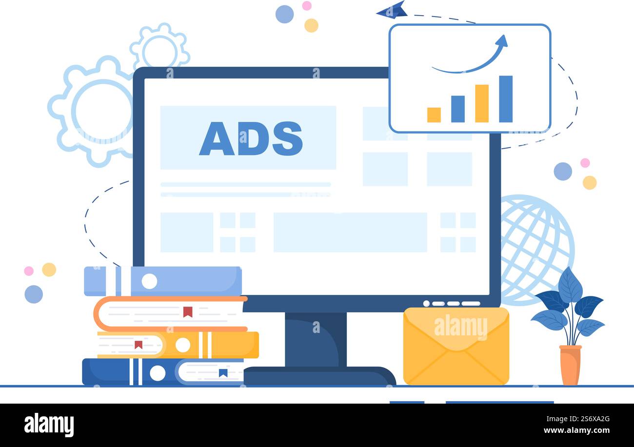 Advertising or ADS Vector Illustration for Mobile Social Media ...