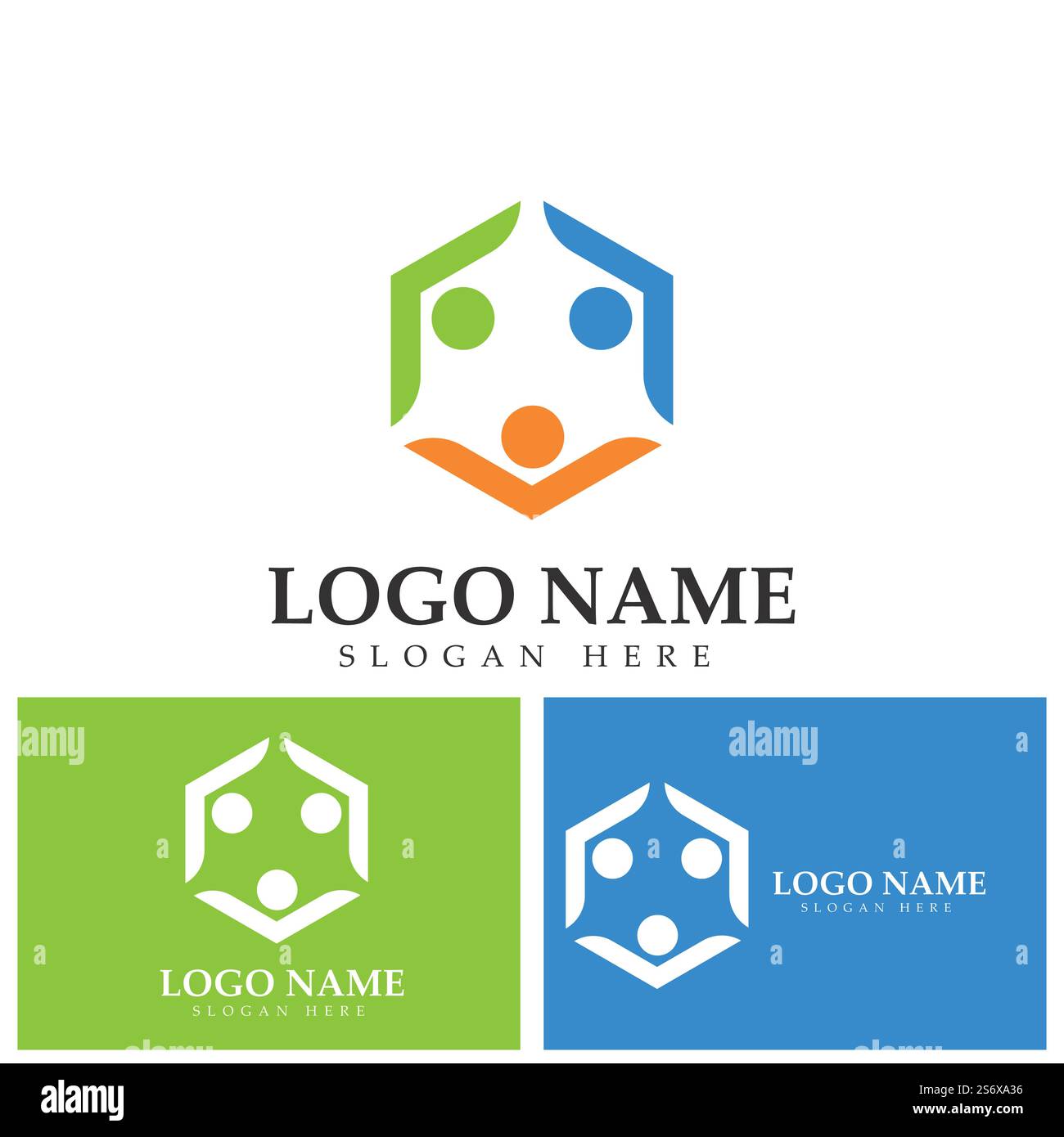 Teamwork connecting people hexagon concept logo symbol icon vector ...