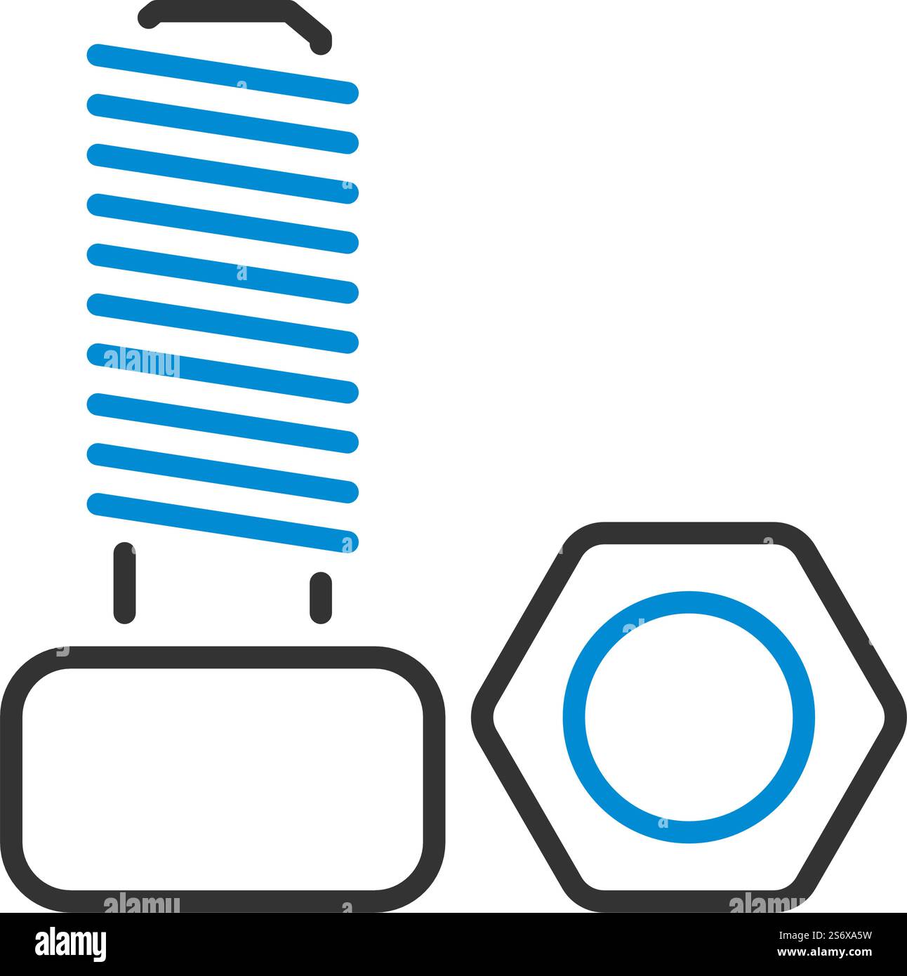 Icon Of Bolt And Nut. Editable Bold Outline With Color Fill Design ...
