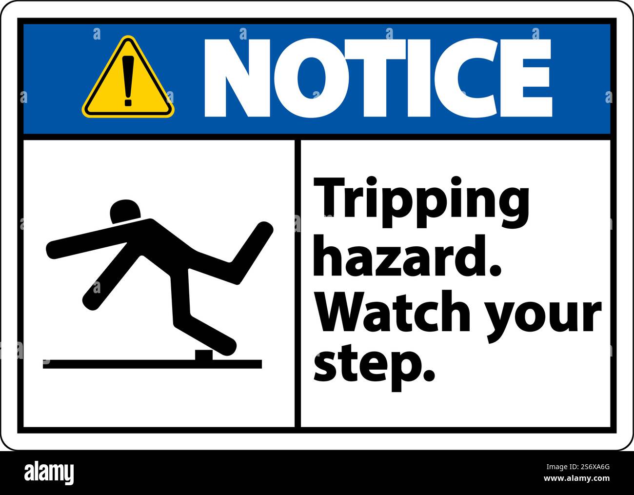 Notice Watch Your Step Tripping Hazard Sign On White Background Stock ...