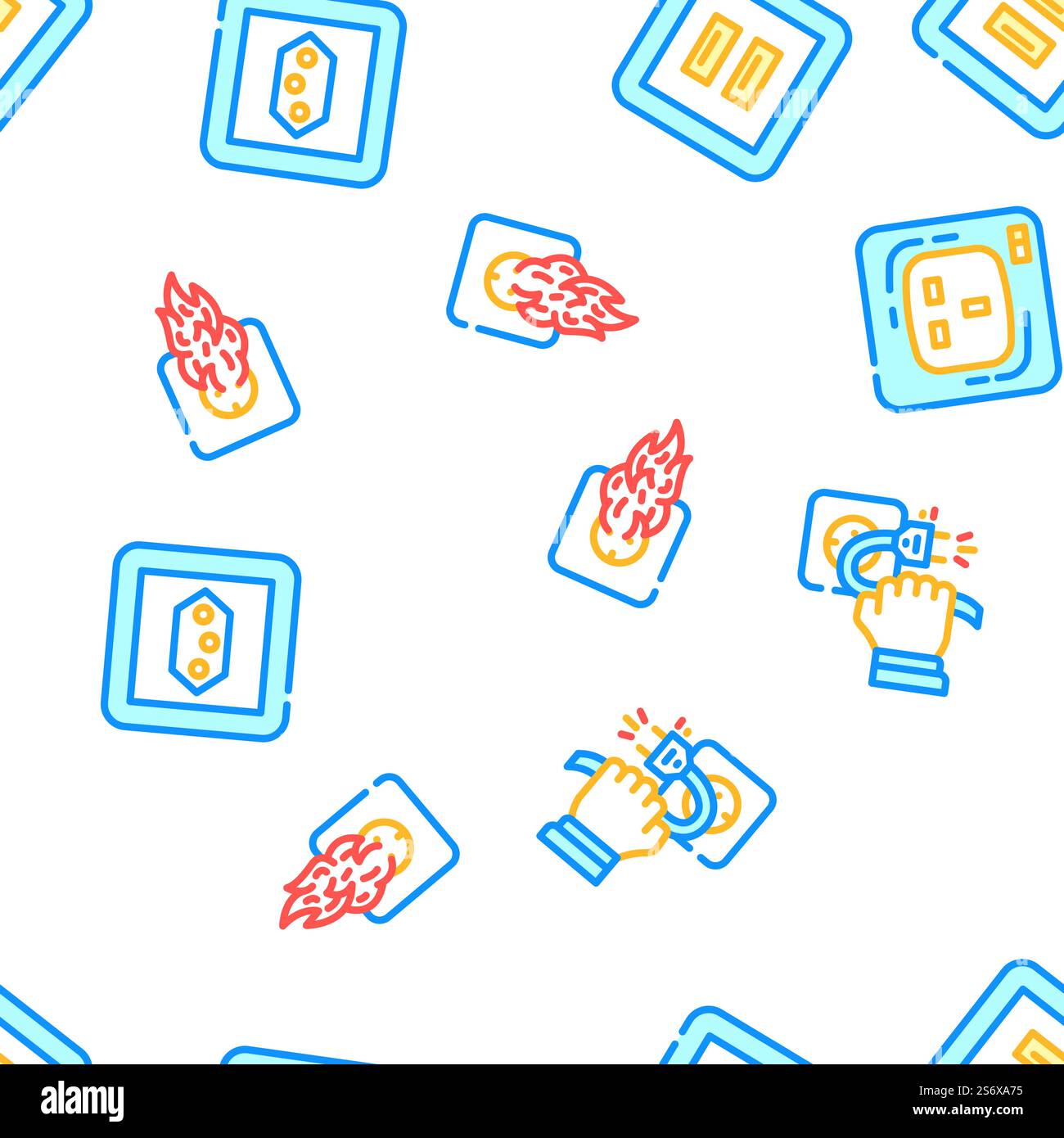 Socket Power Electrical Accessory Vector Seamless Pattern Color Line ...
