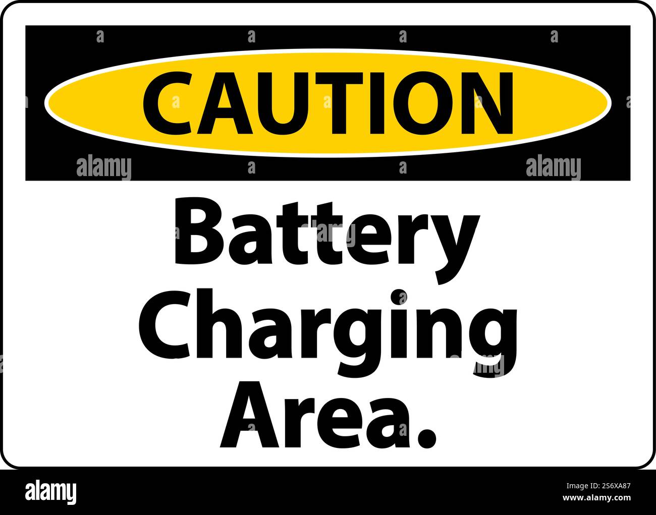 Caution Battery Charging Area Sign On White Background Stock Vector ...