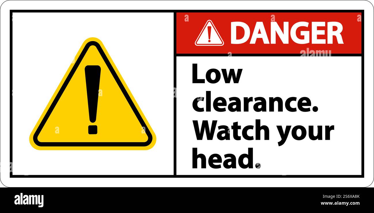 Danger Watch Your Head Sign On White Background Stock Vector Image ...