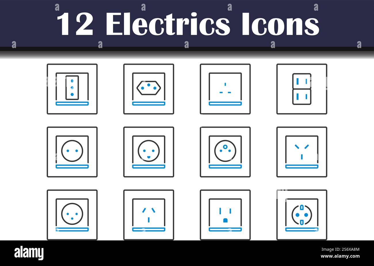 Electrics Icon Set. Editable Bold Outline With Color Fill Design ...