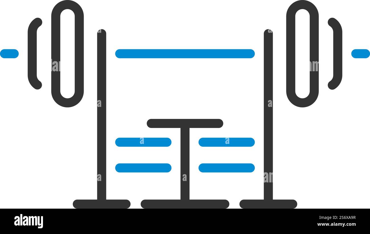 Icon Of Bench With Barbell. Editable Bold Outline With Color Fill ...