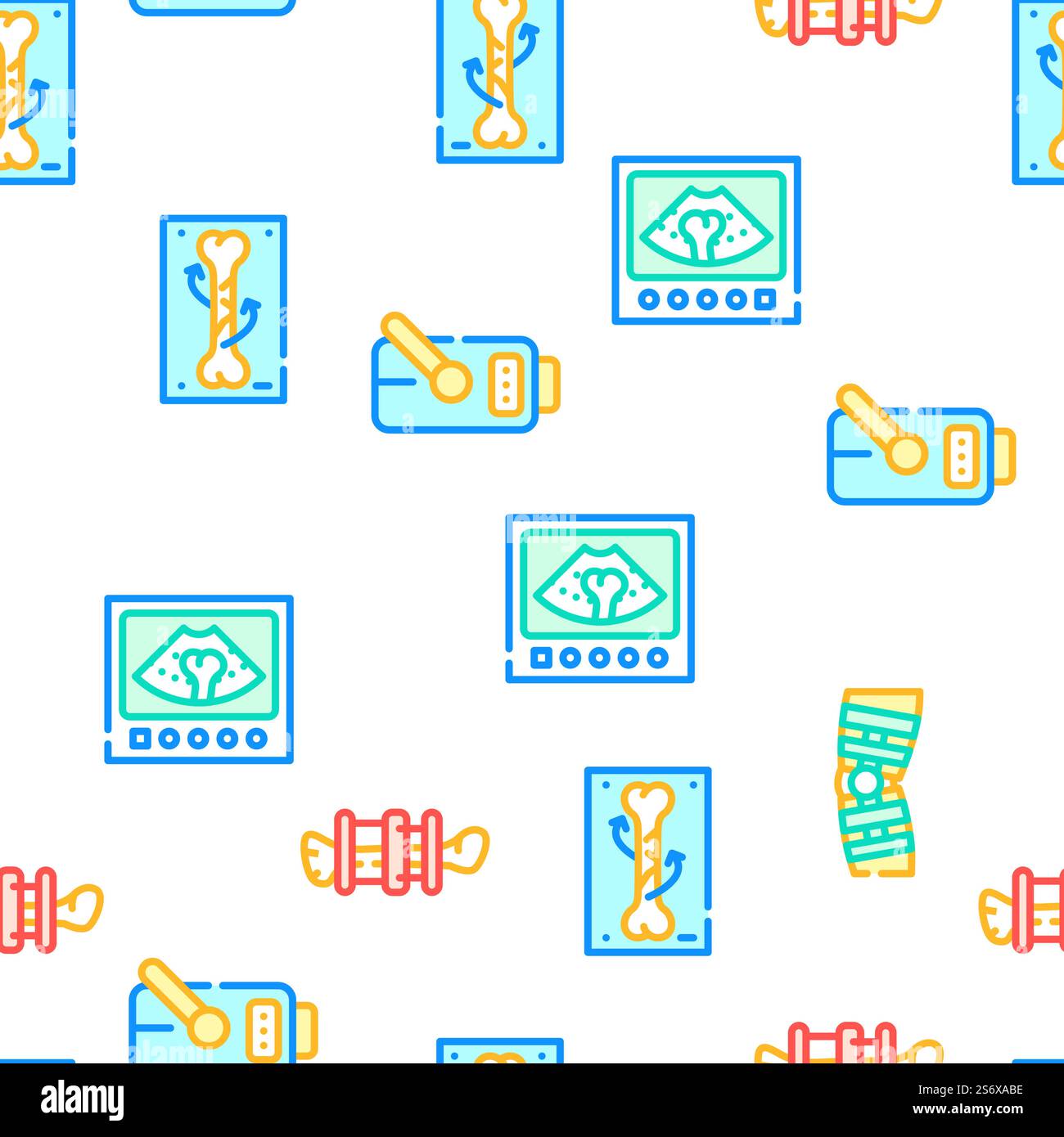 Fracture Accident Collection Vector Seamless Pattern Color Line ...