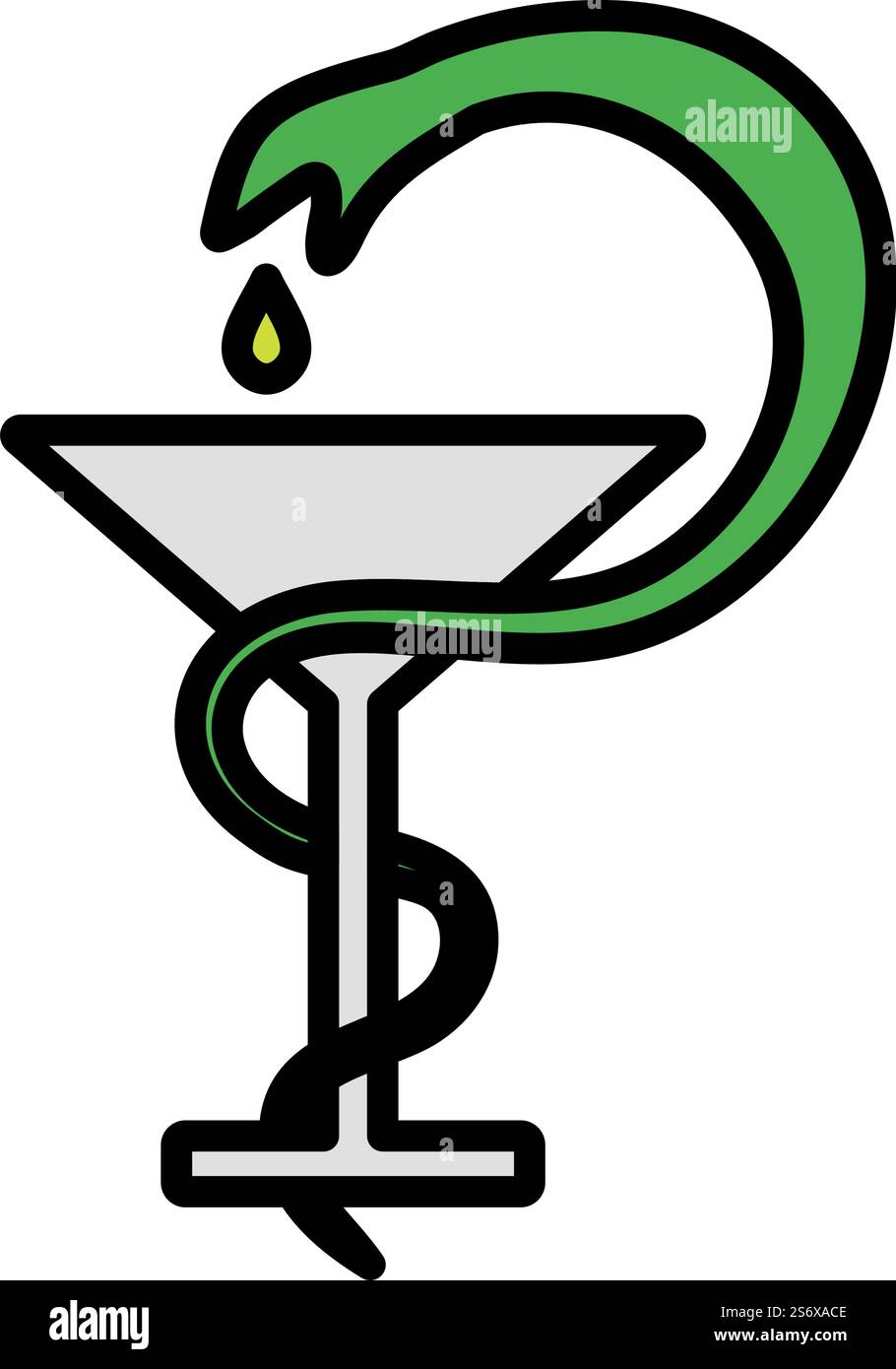Medicine Sign With Snake And Glass Icon. Editable Bold Outline With ...