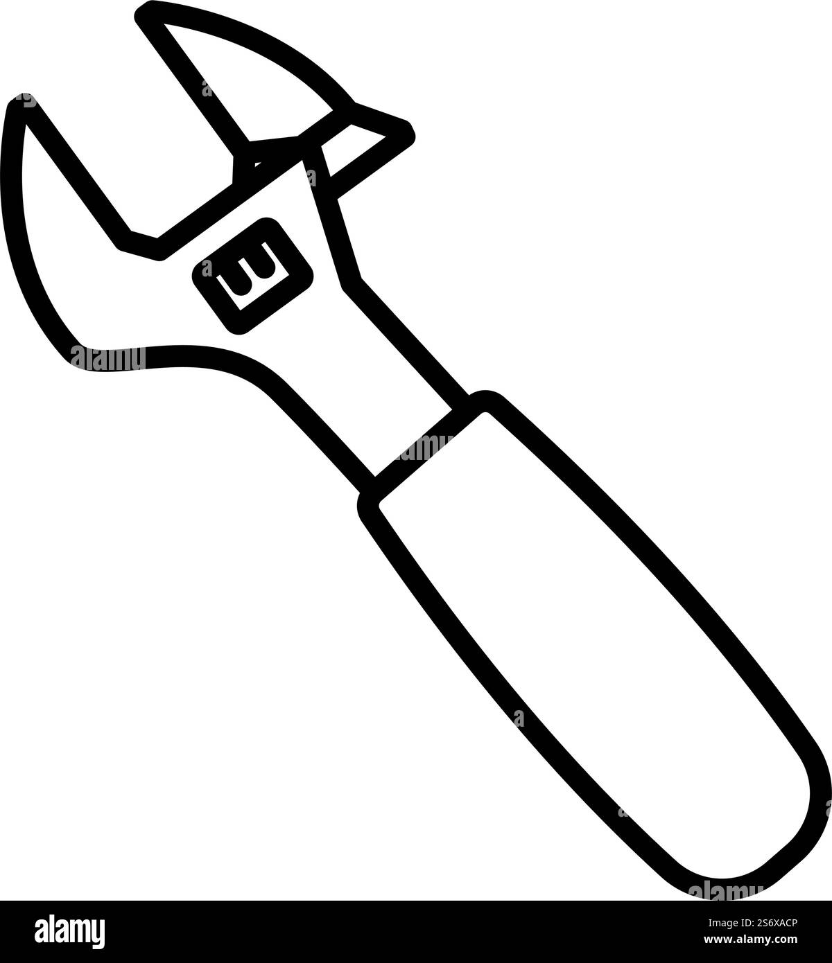 Adjustable Wrench Icon. Bold outline design with editable stroke width ...