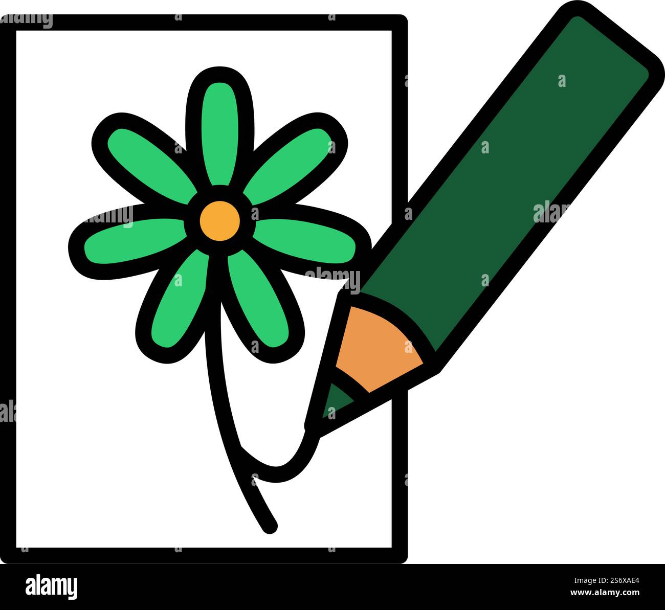 Icon Of Sketch With Pencil. Editable Bold Outline With Color Fill ...