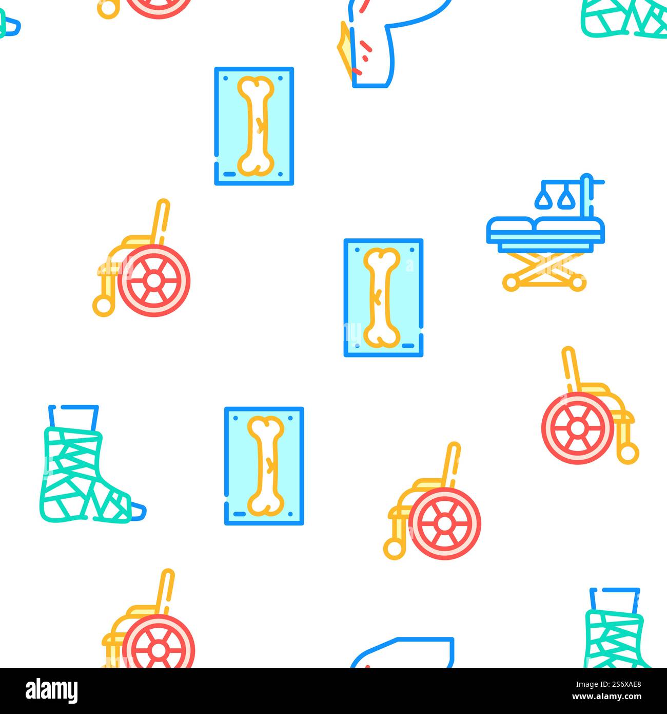 Fracture Accident Collection Vector Seamless Pattern Color Line ...