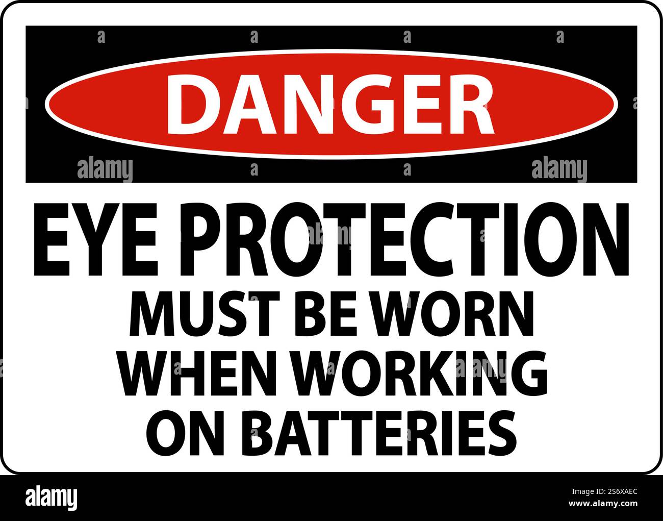Danger When Working on Batteries Sign On White Background Stock Vector ...