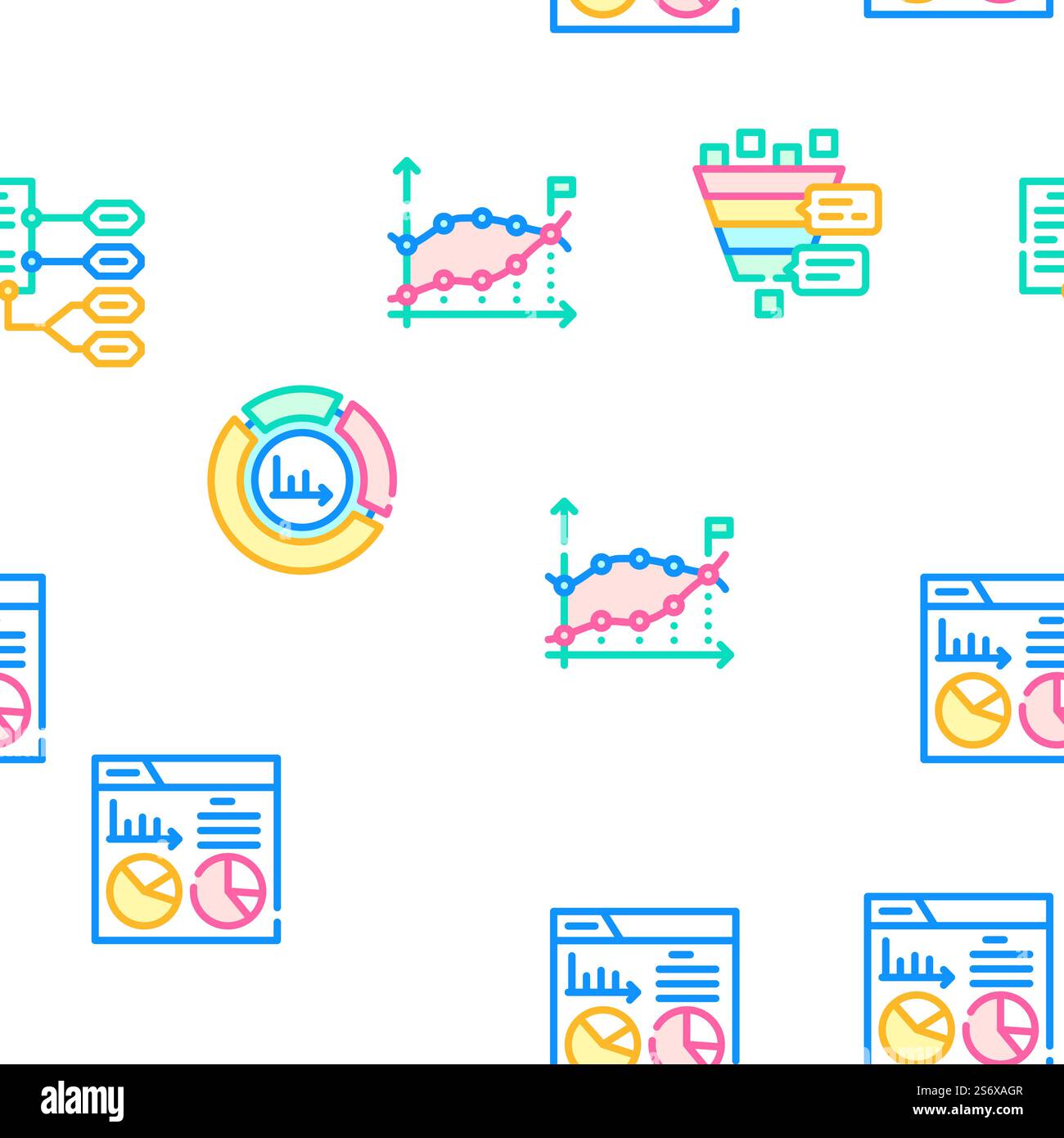 Data Analysis Diagram Collection Vector Seamless Pattern Color Line ...