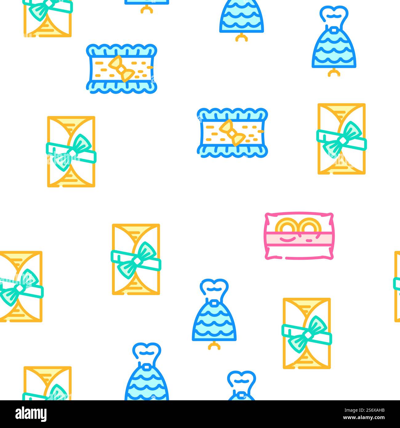 Bridal Shop Fashion Boutique Vector Seamless Pattern Color Line ...