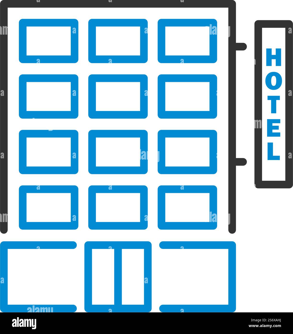 Hotel Building Icon. Editable Bold Outline With Color Fill Design ...