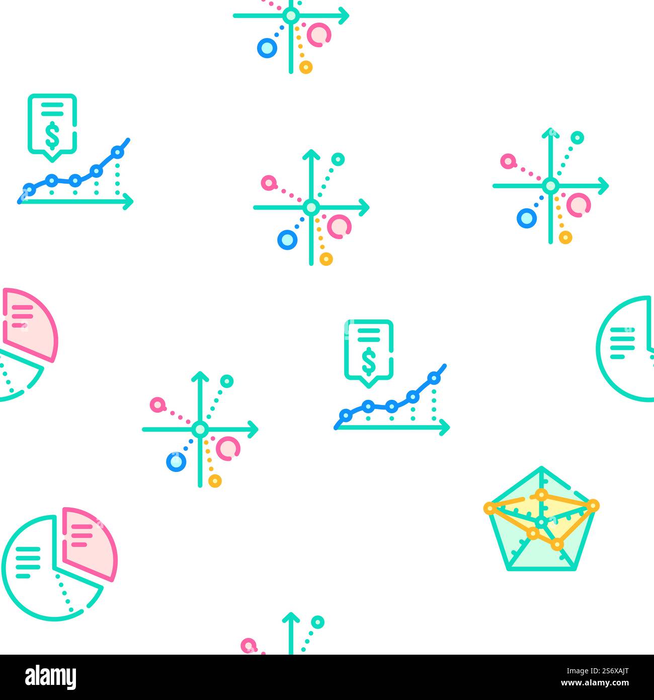 Data Analysis Diagram Collection Vector Seamless Pattern Color Line ...