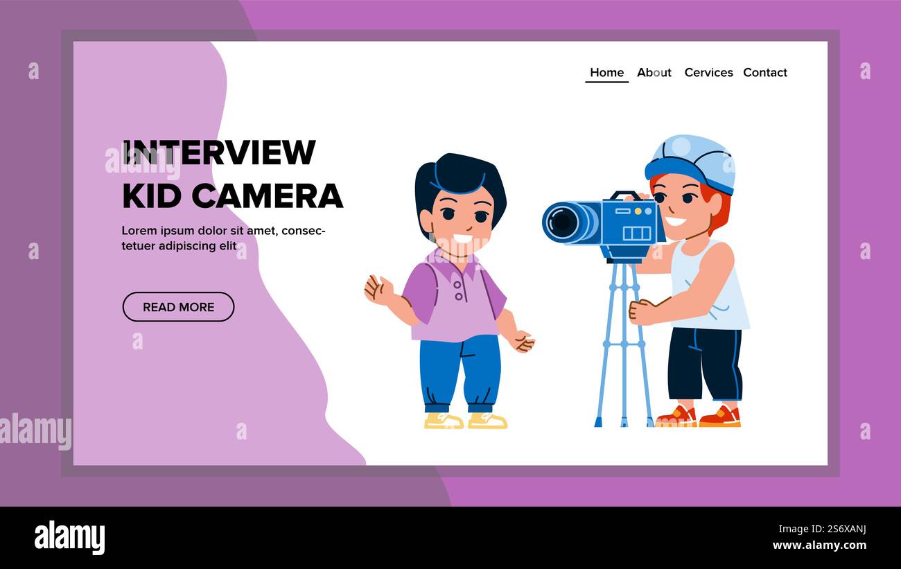 interview kid camera vector. video journalist, microphone news ...