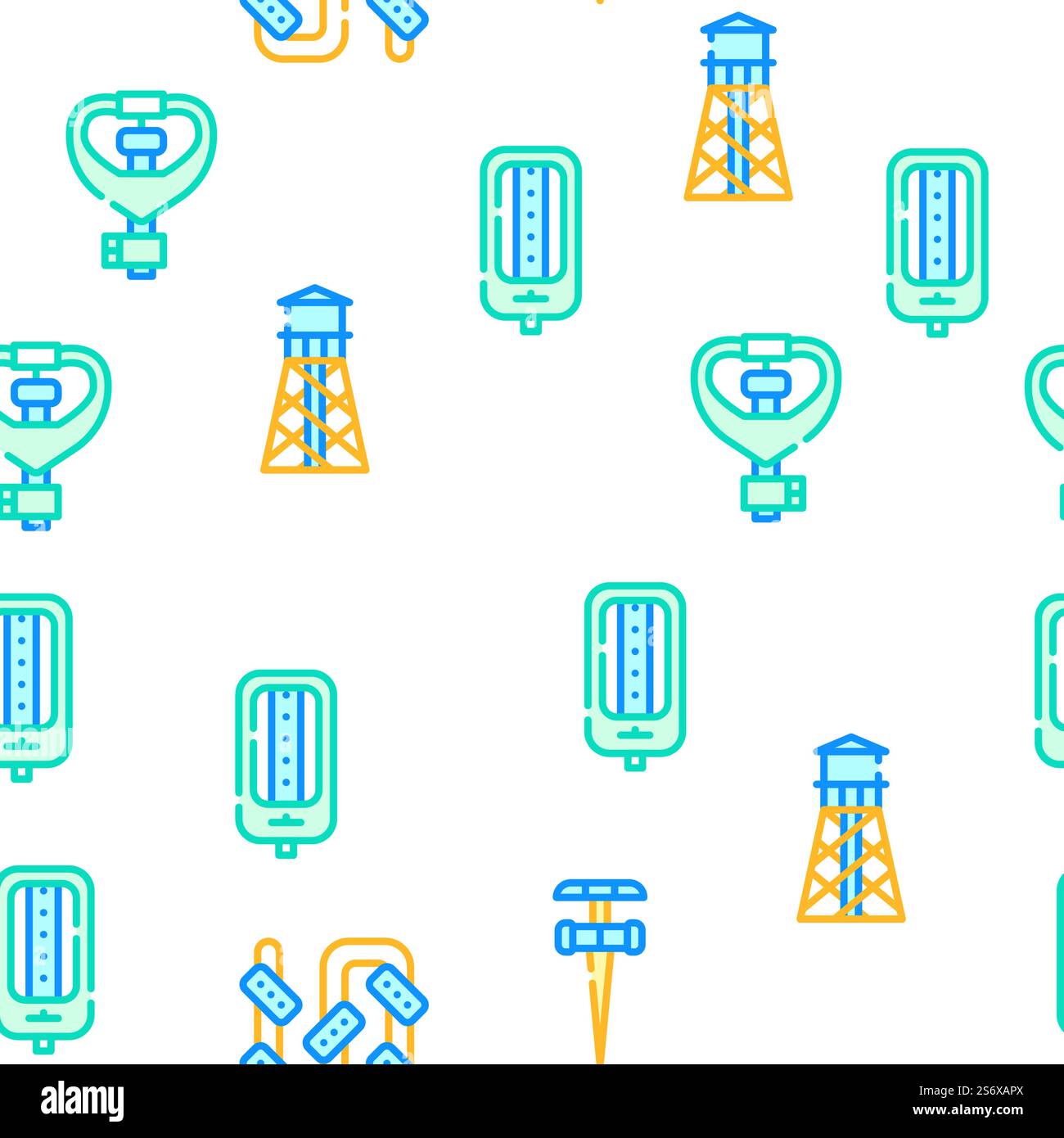 Irrigation System Collection Vector Seamless Pattern Color Line