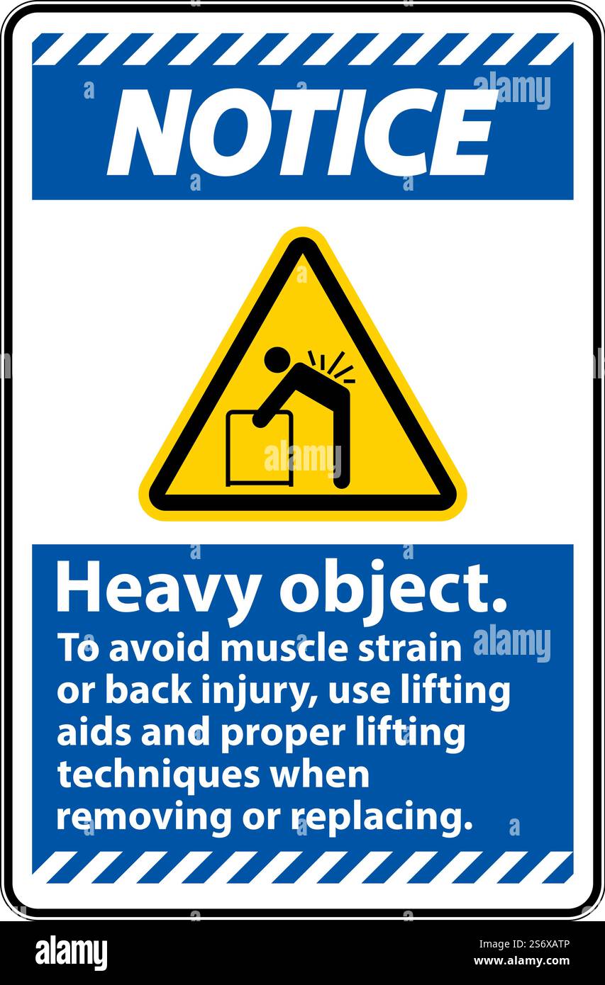 Notice Heavy Object Use Lifting Aids Label On White Background Stock ...