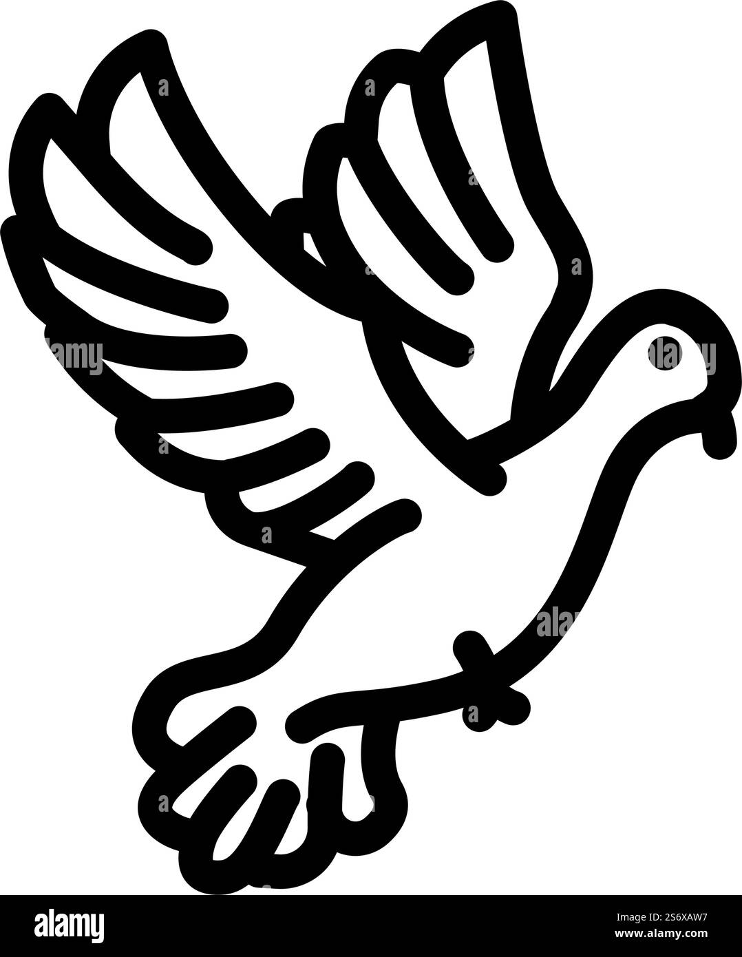 flying dove line icon vector. flying dove sign. isolated contour symbol ...