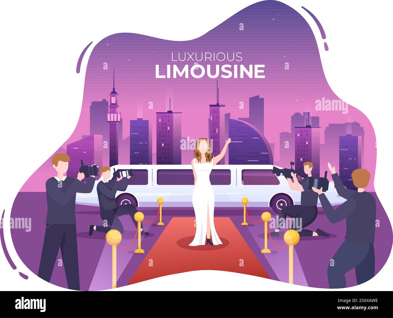 VIP Limousine Car of Red Carpet for Celebrity Superstar Walk with Night ...