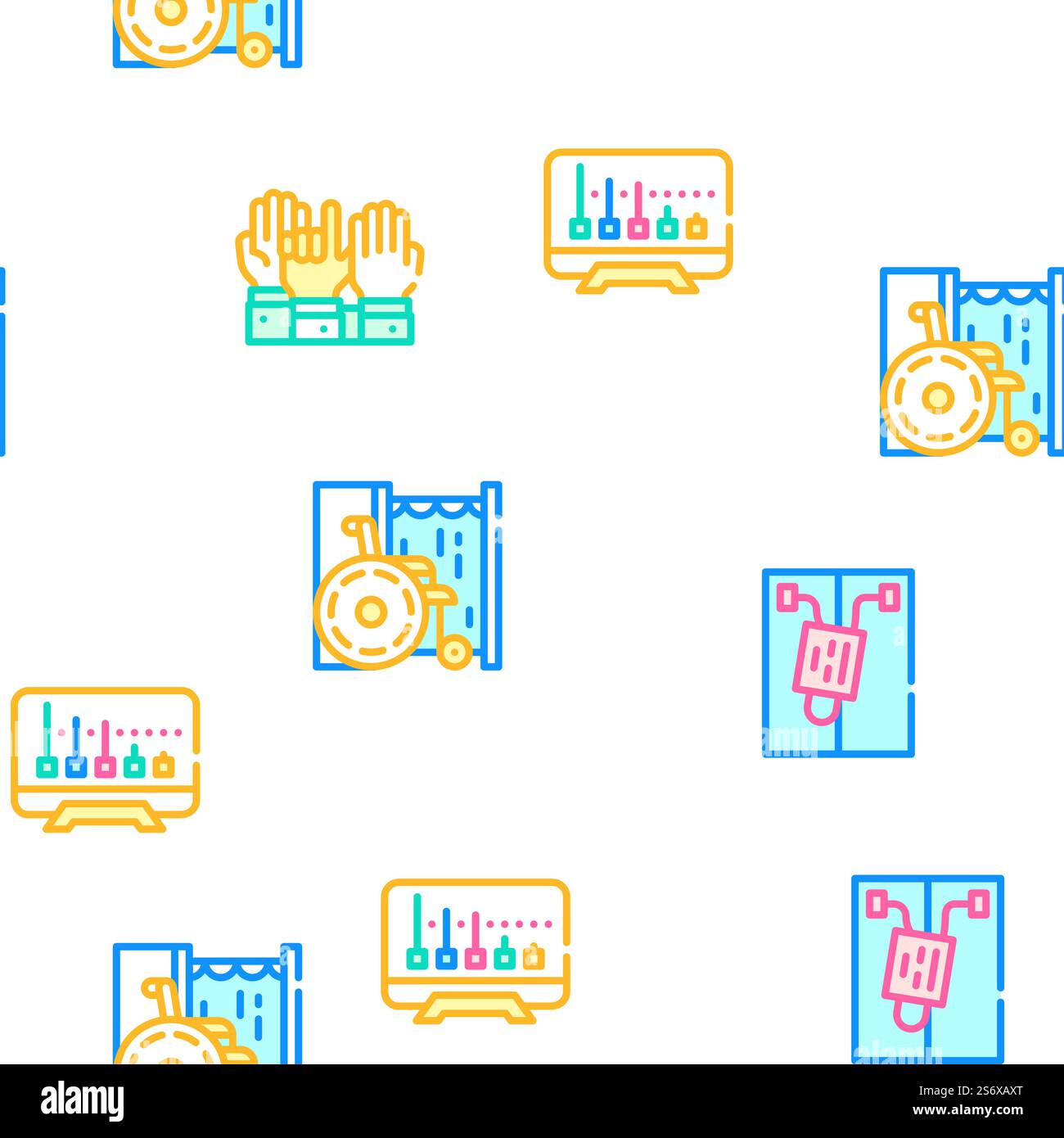 Voting And Elections Collection Vector Seamless Pattern Color Line Illustration Voting And