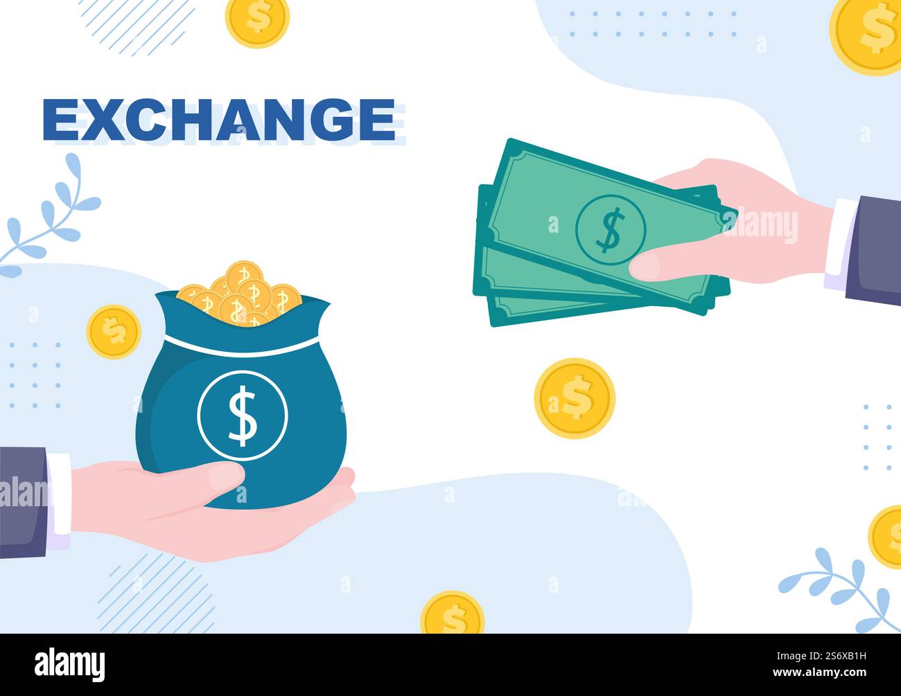 World Currency Exchange Services Cartoon Illustration Online Economy ...