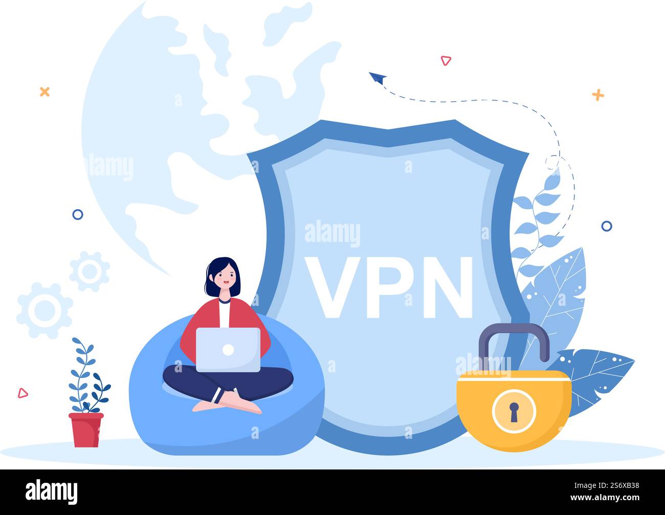 VPN or Virtual Private Network Service Cartoon Vector Illustration to ...