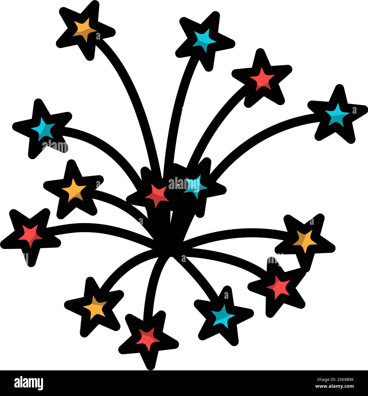 Fireworks Icon. Editable Bold Outline With Color Fill Design. Vector ...
