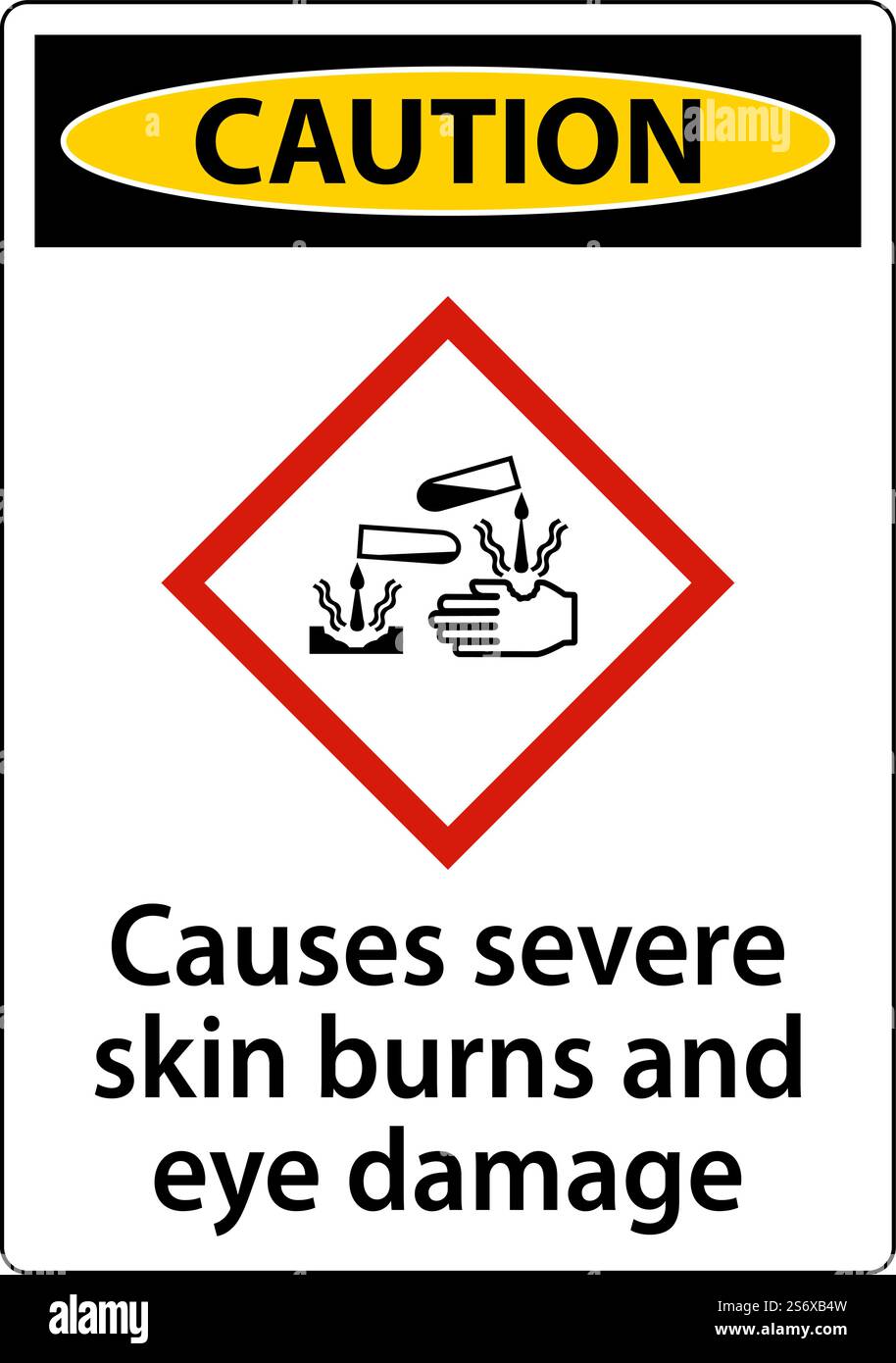 Caution Causes Severe Skin Burns Eye Damage GHS Sign Stock Vector Image ...