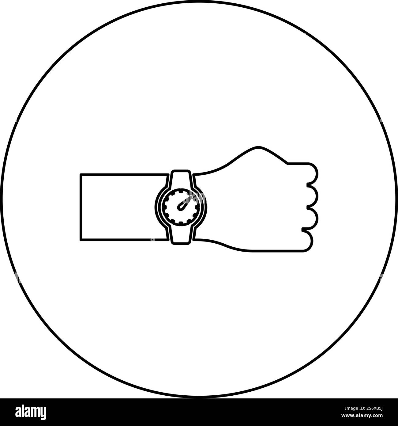 Wristwatch on hand Time on watch hand icon in circle round black color ...