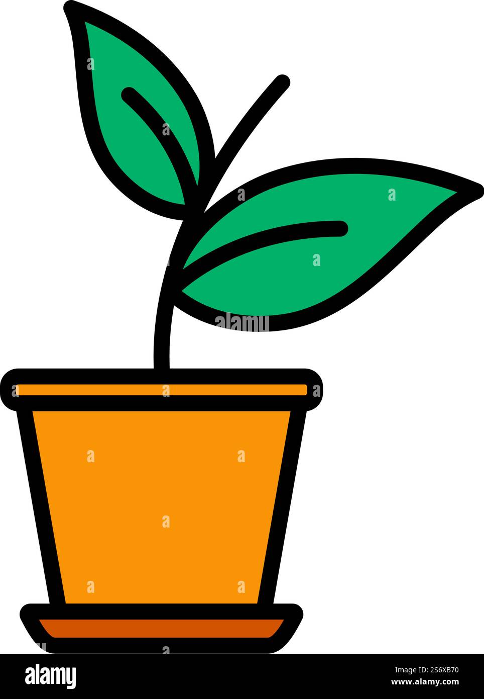 Plant In Flower Pot Icon. Editable Bold Outline With Color Fill Design ...