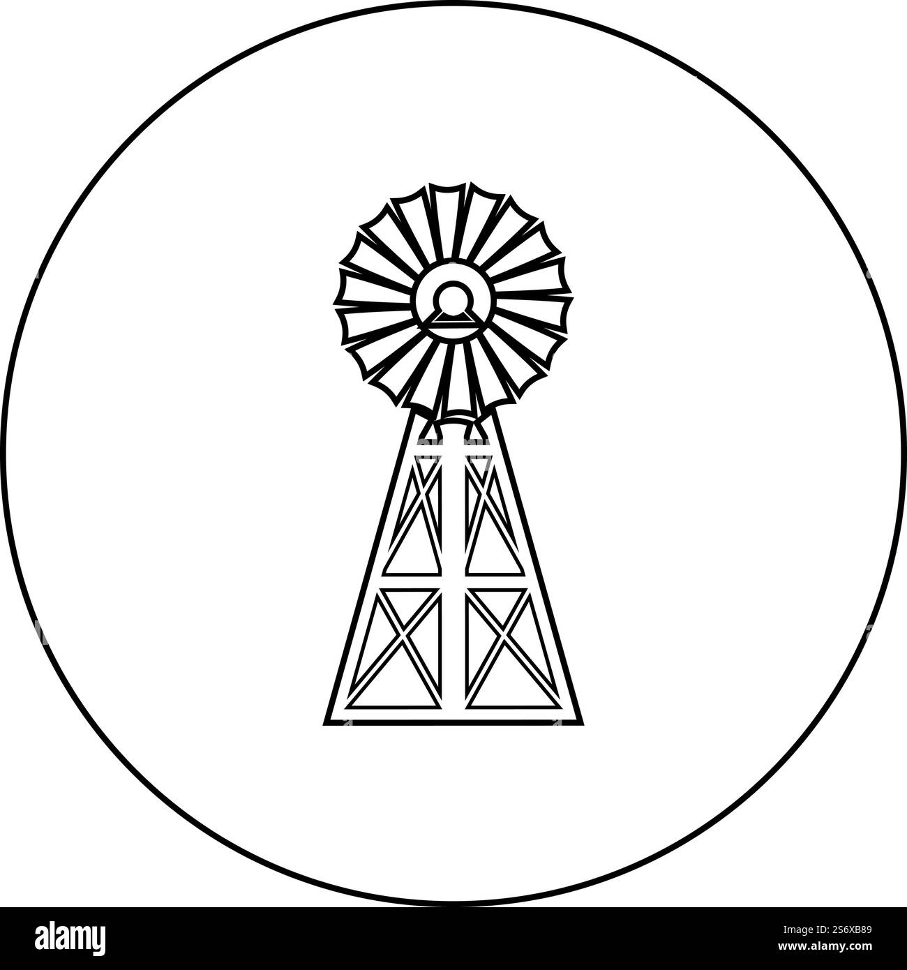 Wind generator icon in circle round black color vector illustration ...