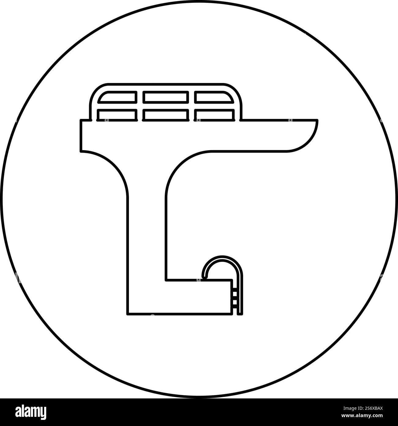 Tower in the pool for jump board diving springboard swimming icon in ...