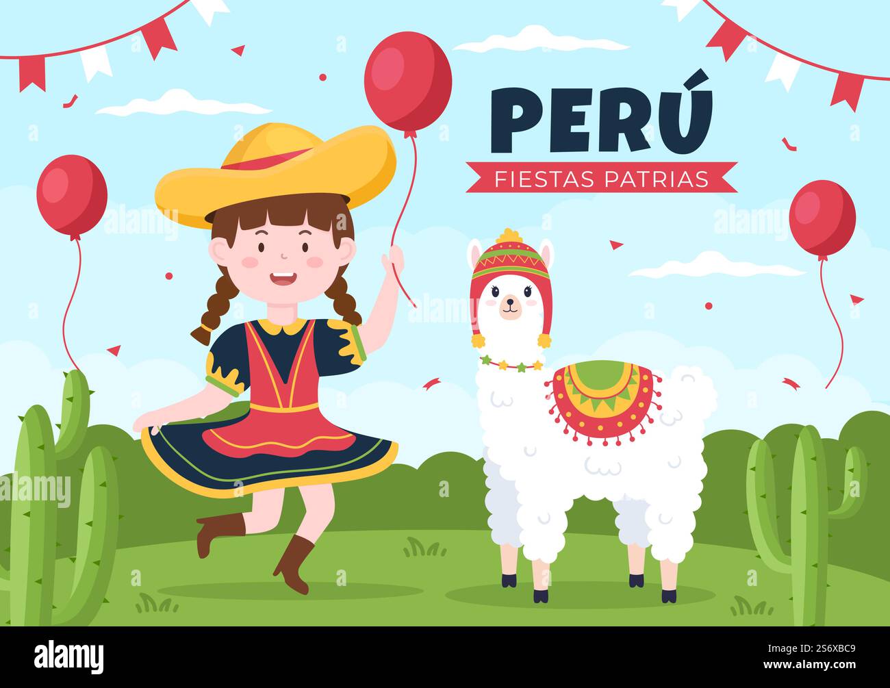 Felices Fiestas Patrias or Peruvian Independence Day Cartoon ...