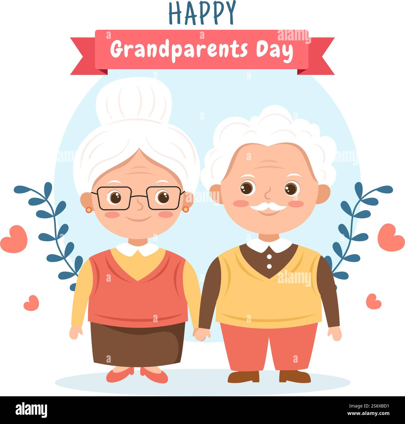 Happy Grandparents Day Cute Cartoon Illustration with Older Couple ...