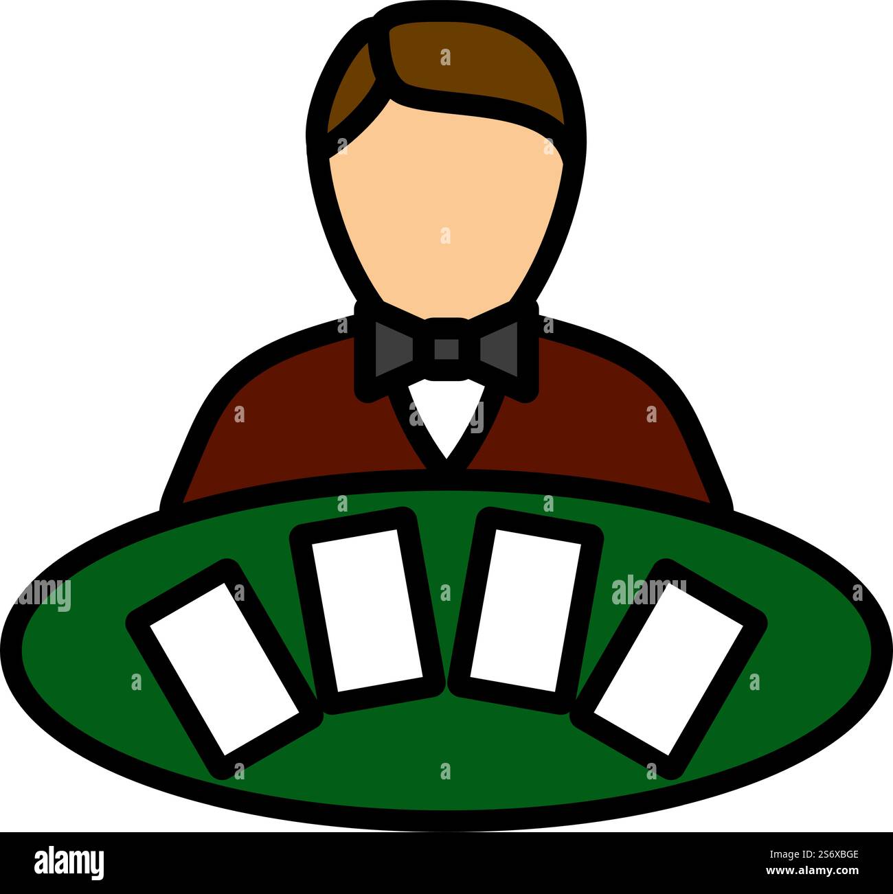 Casino Dealer Icon. Editable Bold Outline With Color Fill Design ...