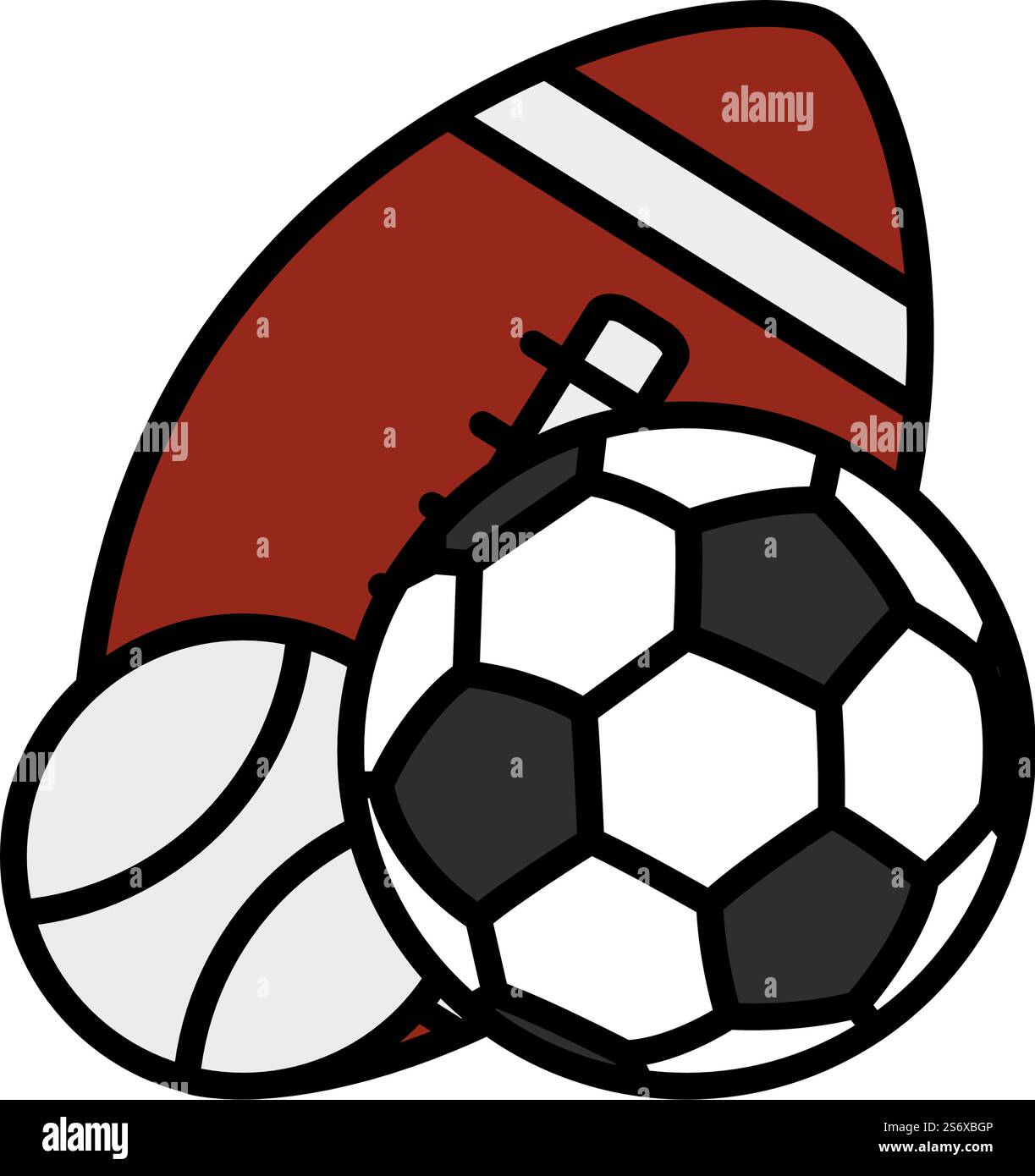 Sport Balls Icon. Editable Bold Outline With Color Fill Design. Vector ...
