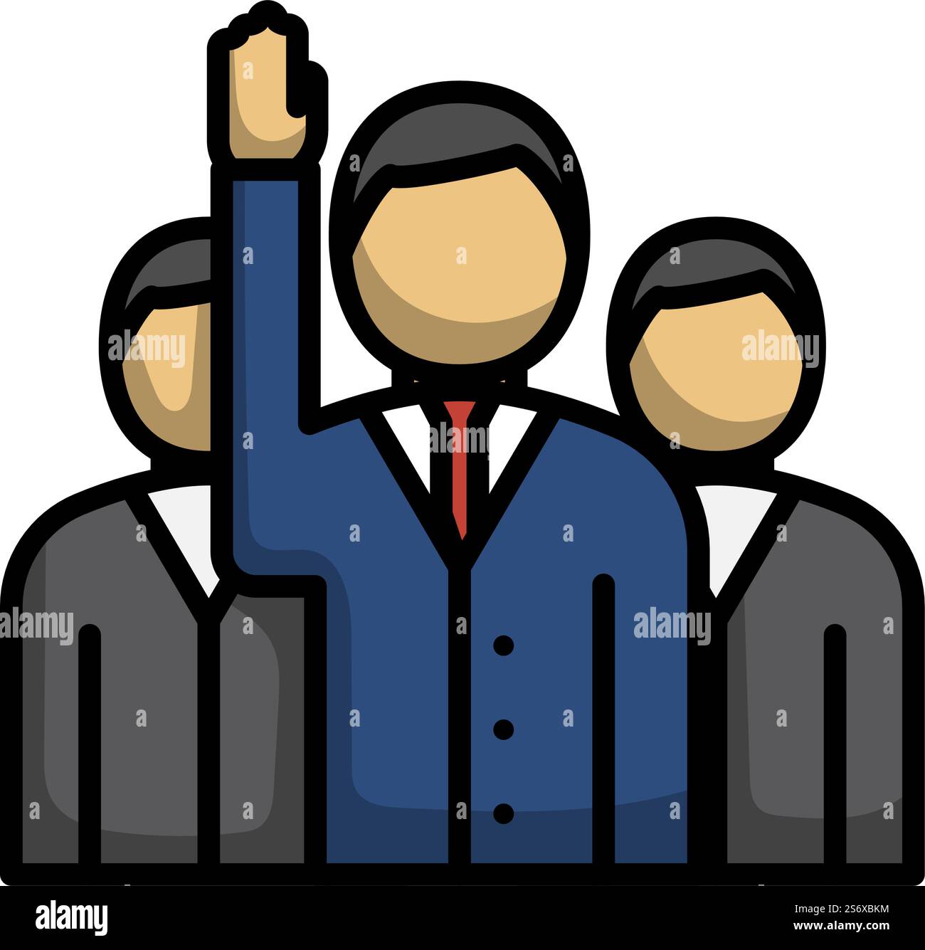 Voting Man With Men Behind Icon. Editable Bold Outline With Color Fill ...