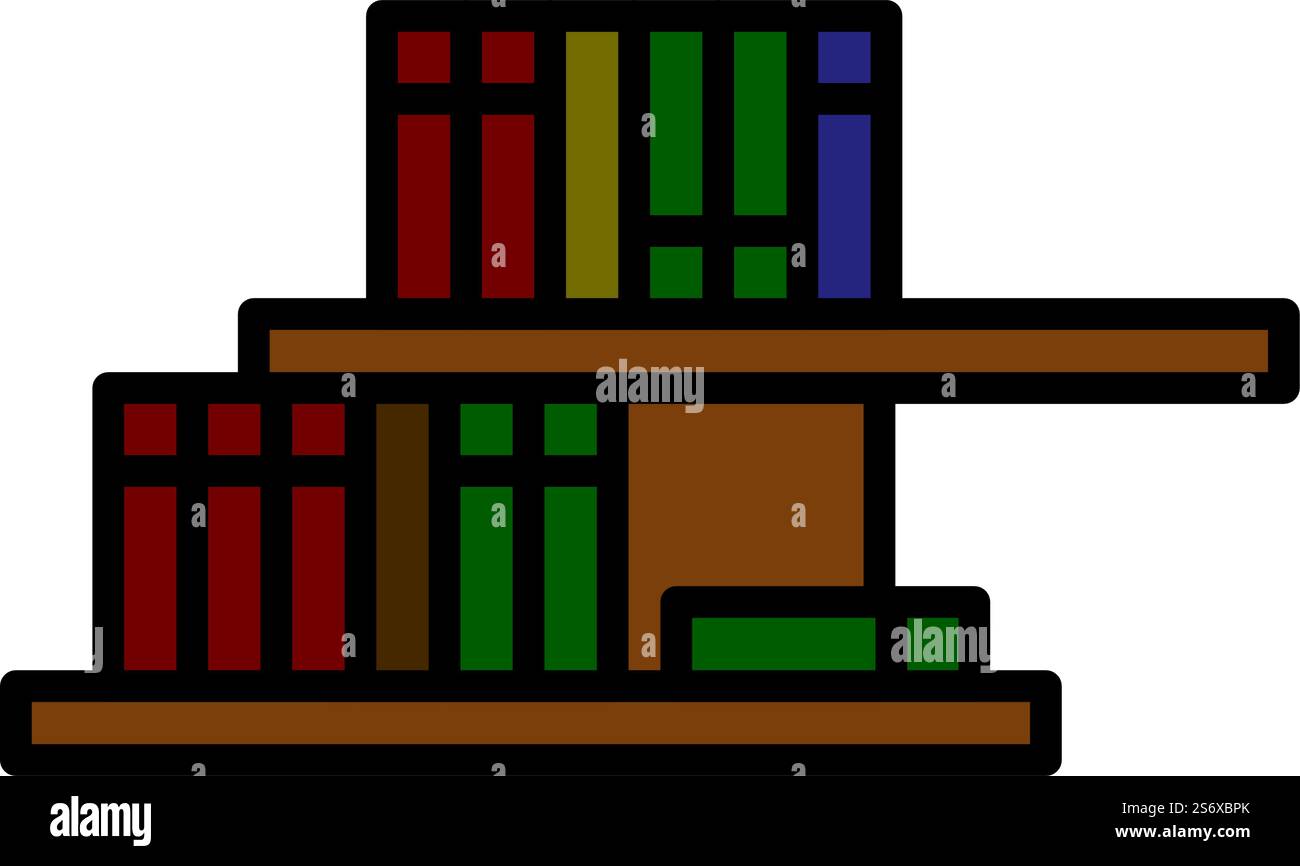 Wall Bookshelf Icon. Editable Bold Outline With Color Fill Design ...