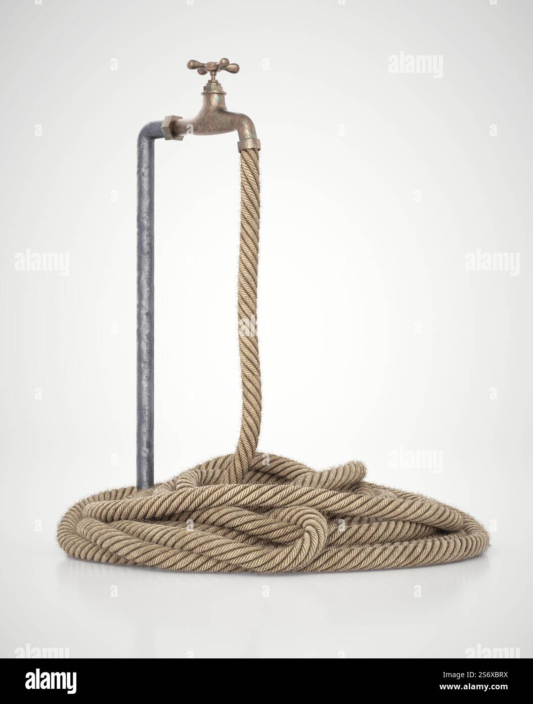 A rope flows from a faucet . Toxic mindset and debt concept . This is a ...