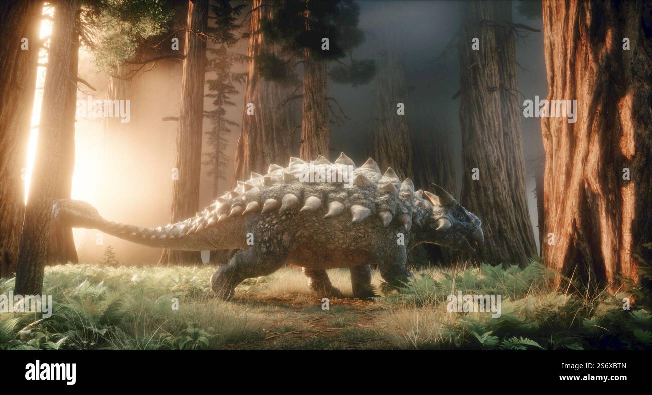 Dinosaur Ankylosaurus in the forest. This is a 3d render illustration ...